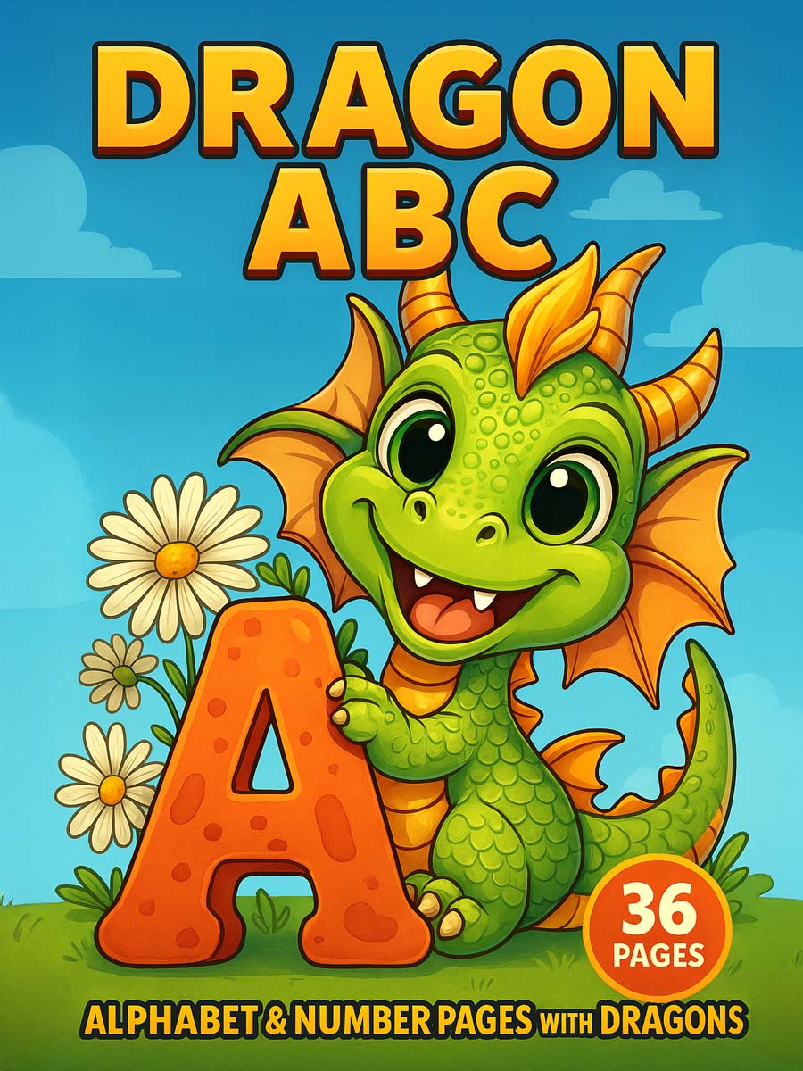 Dragon ABC – 36 Alphabet & Number Pages with Dragons | Smartkidsprints